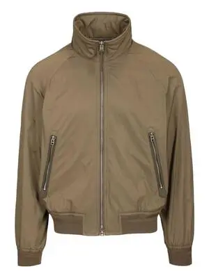 TOM FORD Zip-up Bomber Jacket With Ribbed Hem - Gray