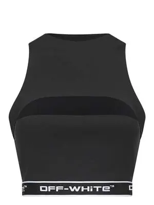 Off-White Logoband Cut-out Crewneck Top - Black