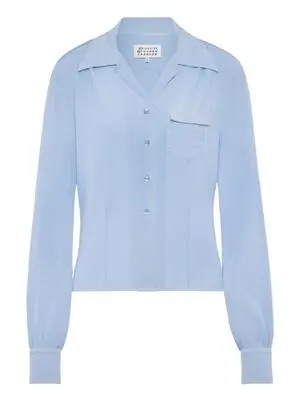 MAISON MARGIELA Long-sleeved Satin Shirt - Blue