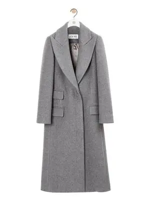 Loewe Single Breasted Wool And Cashmere Coat - Grey