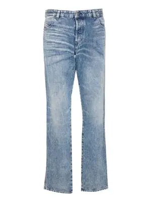DIESEL® Logo Patch Acid Wash Jeans - Blue