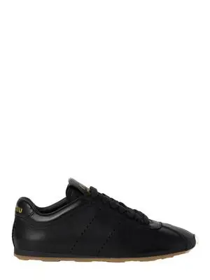 Miu Miu Miu Miu Black Perforated Leather Lace-Up Sneakers Black