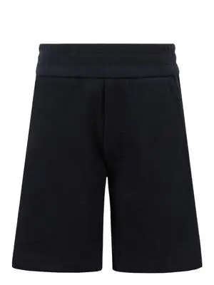 Moncler Piquet Shorts With Tricolour Trim - Navy Blue