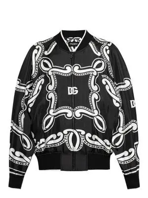 Dolce & Gabbana Bandana Printed Zipped Bomber Jacket - Black