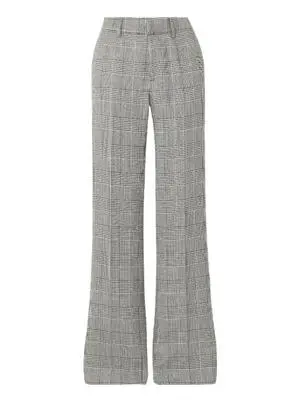Alessandra Rich Prince Of Wales Checked Wool Trousers - Gray