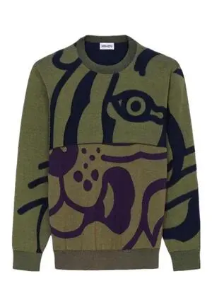 Kenzo Tiger Intarsia-knit Jumper - Green