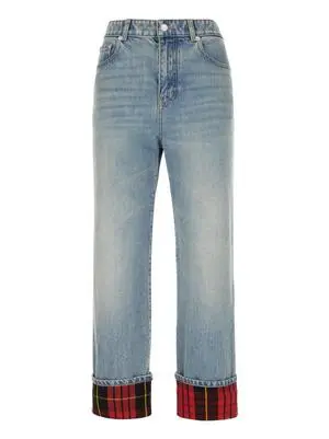 Alexander McQueen Checked Cuff Straight-leg Jeans - Gray
