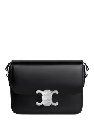 Celine Teen Triomphe Bag In Shiny Calfskin - Black
