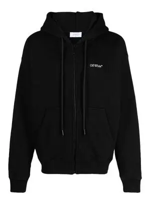 Off-White Zip-up Logo Embroidered Jacket - Black