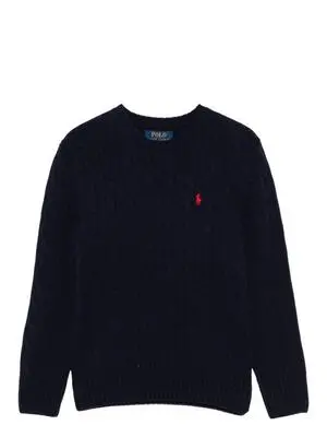 Ralph Lauren Long Sleeve Crew Neck Pullover Sweater With Embroidered Pony - Navy