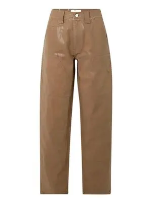 DION LEE Coated Wide Leg Trousers - Brown