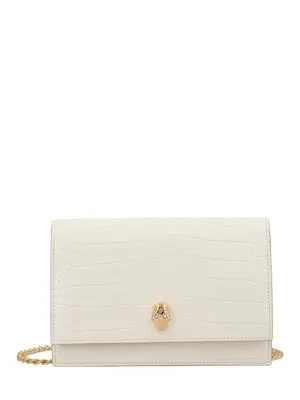 Alexander McQueen Small Skull Embossed Shoulder Bag - Nude