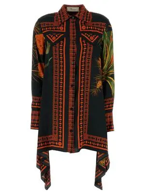 Blumarine Printed Twill Shirt Dress - Black