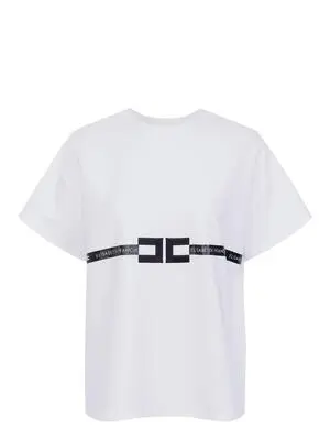 Elisabetta Franchi Logo Embroidered Oversized Jersey T-shirt - White