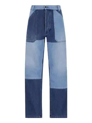 Etro Patchwork Logo-embossed Straight-leg Jeans - Blue