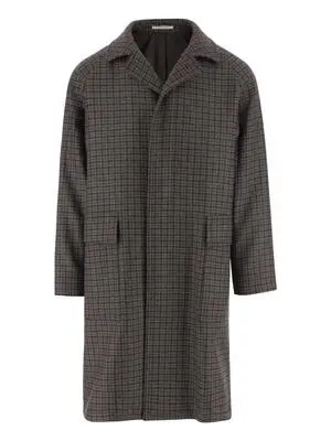 Tagliatore Long Sleeved Checked Coat - Brown
