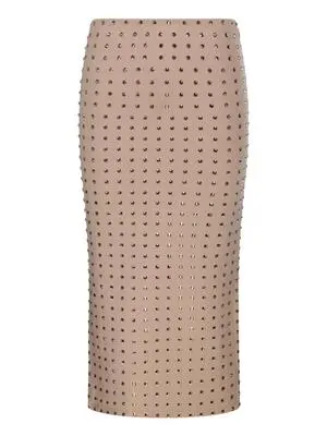 Sportmax Embellished Midi Skirt With Side Slits - Nude
