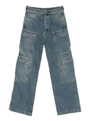 Rick Owens Distressed Relaxed-fit Cargo Jeans - Blue