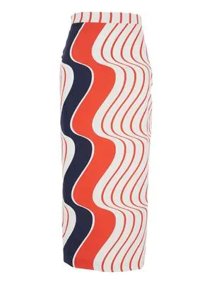 MSGM Waves Motif Skirt - Red