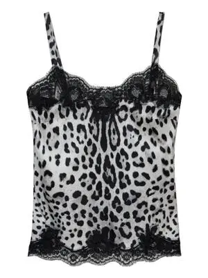 Dolce & Gabbana Leopard Print Lace Camisole - Black