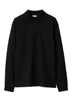 Burberry Long-sleeve Piqué Polo Shirt Black