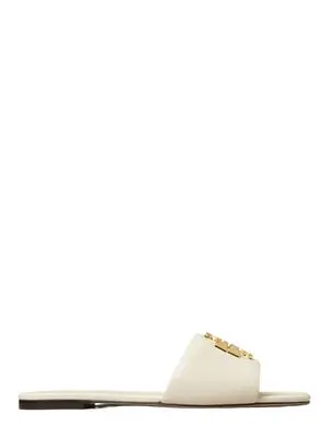 Tory Burch Tory Burch Eleanor Logo Plaque Slides Light Cream