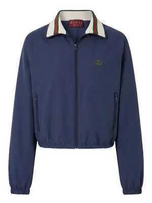 Gucci Striped Collar Zip-up Jacket - Blue