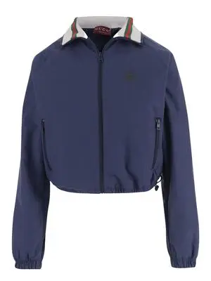 Gucci Striped Collar Zip-up Jacket - Blue