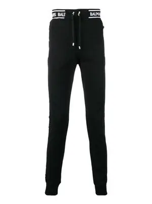 Balmain Logo Stripe Track Trousers - Black