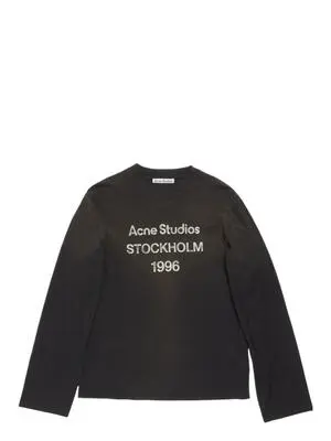 Acne Studios Logo Long Sleeve T-shirt - Faded Black