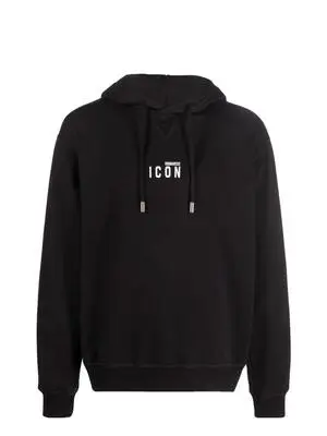 Dsquared2 Logo Printed Drawstring Hoodie - Black