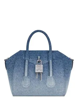 GIVENCHY Givenchy Mini Antigona Lock Denim Tote Bag