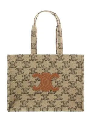 Celine Cabas Thais Large Textile Bag With Triomphe - Camel