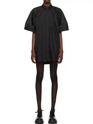 Sacai Poplin Mini Shirt Dress - Black