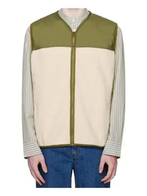 A.p.c. Fleece-paneled Zip-up Vest - Nude