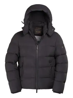 MOORER Quilted Down Jacket With Removable Hood - Black