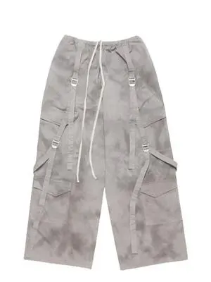 Acne Studios Buckle Detailed Wide-leg Pants - Medium Gray