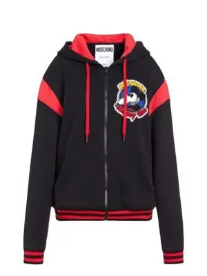 Moschino Long-sleeve Zip-up Hoodie With Drawstring Hood - Black