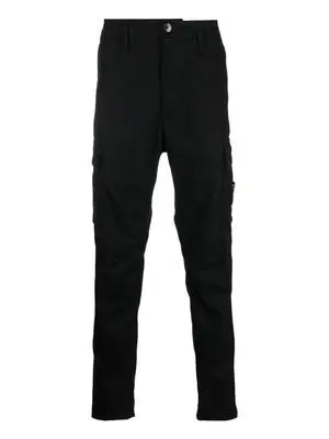 Stone Island Logo Patch Cargo Trousers - Black