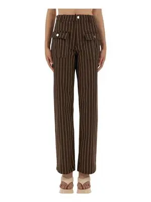 Baum Und Pferdgarten Pinstriped Wide Leg Jeans - Black