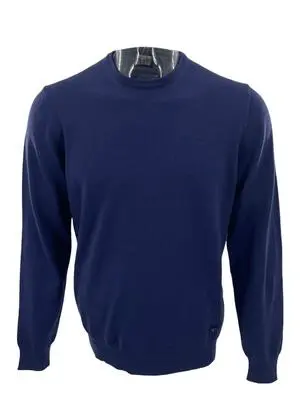 Emporio Armani Round Neck Long Sleeve Sweater - Blue