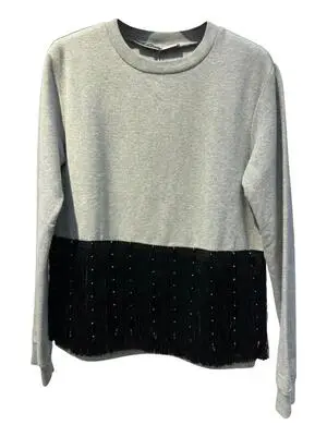 Sportmax Round Neck Sweater With Embellished Fringe - Black