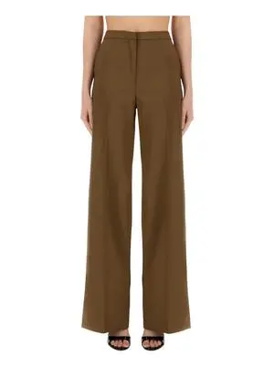 PT TORINO Pt Pantaloni Wide Leg Pleated Trousers Brown