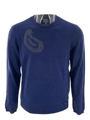 Emporio Armani Round Neck Long Sleeve Sweater - Blue