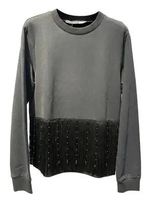 Sportmax Round Neck Pullover With Embellished Fringe - Black