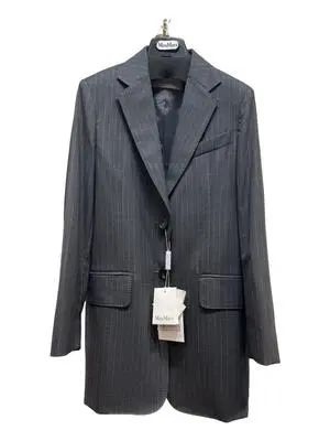 Max Mara Striped Single-breasted Blazer - Gray