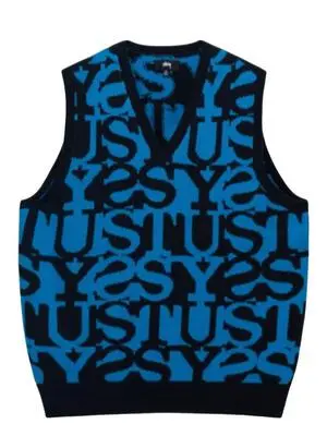 StÜssy V-neck Sleeveless Sweater - Blue