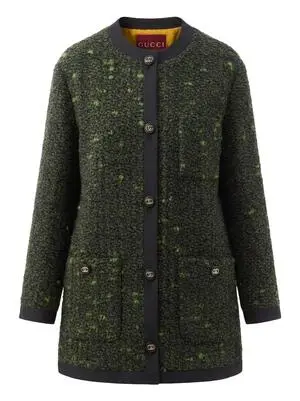 Gucci Textured Bouclé Jacket - Green And Black