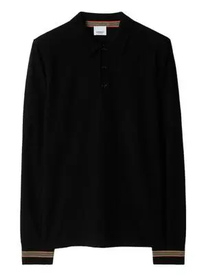 Burberry Long-sleeve Wool Polo Shirt - Black