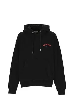 Off-White Logo Printed Drawstring Hoodie - Black
